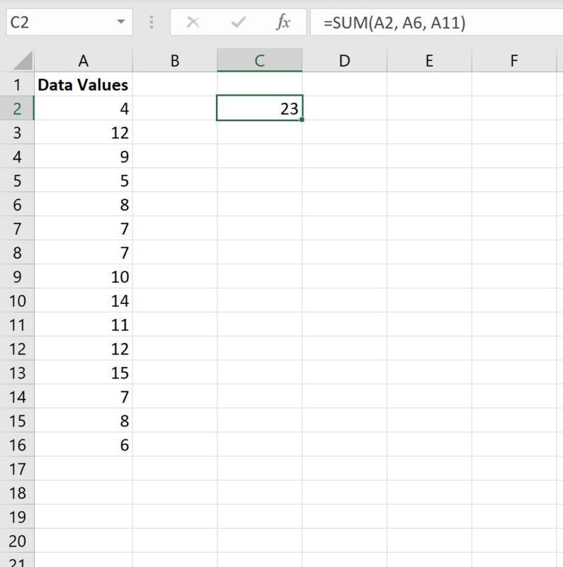 How Can I Calculate The Sum Of Non-contiguous Cells In Excel?