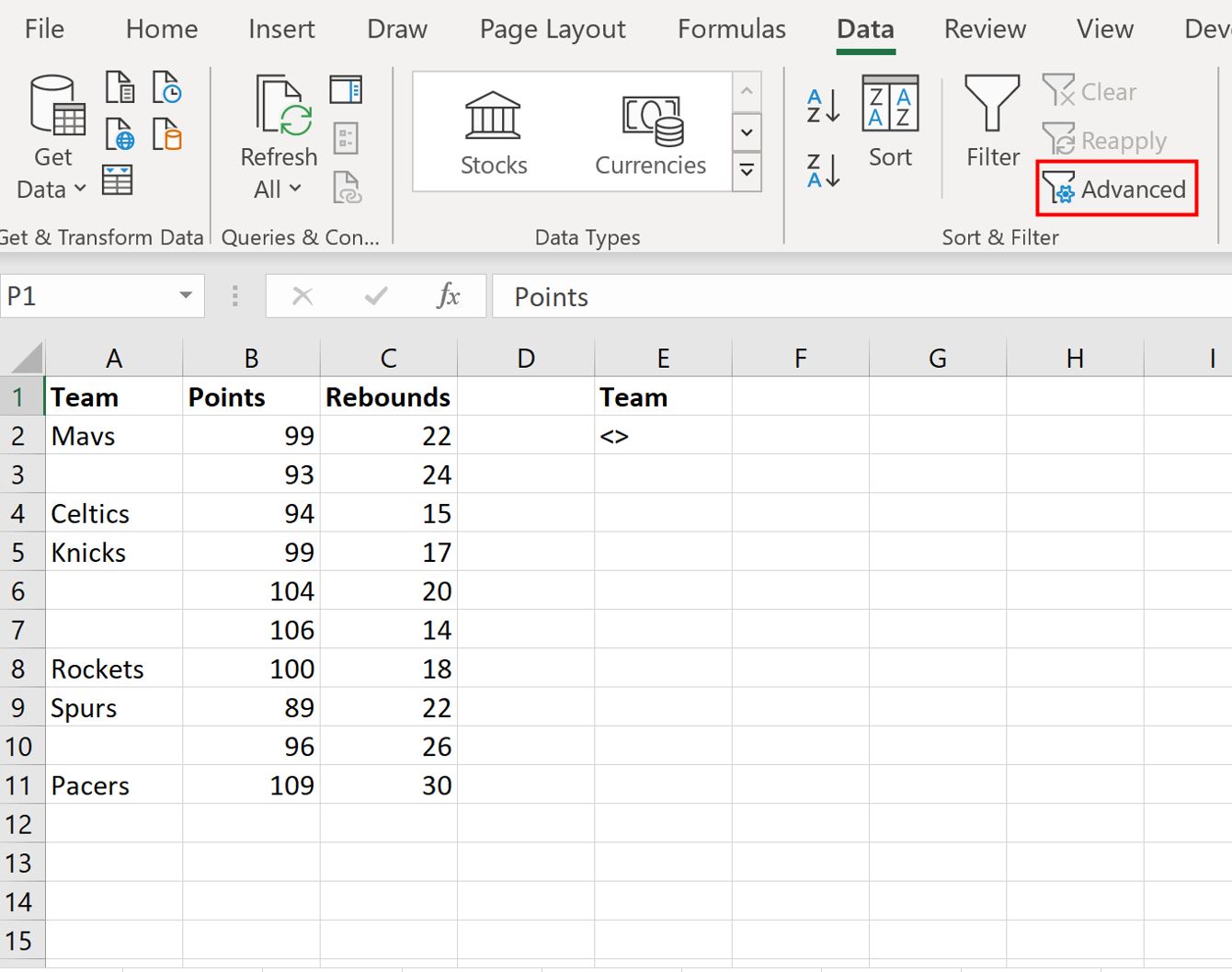 How Can I Use Excel's Advanced Filter To Display Only Rows With Non ...