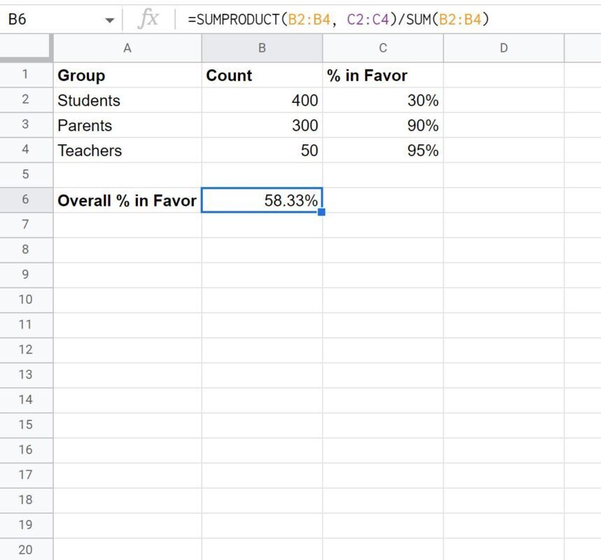 How Do I Calculate The Average Percentage In Google Sheets?