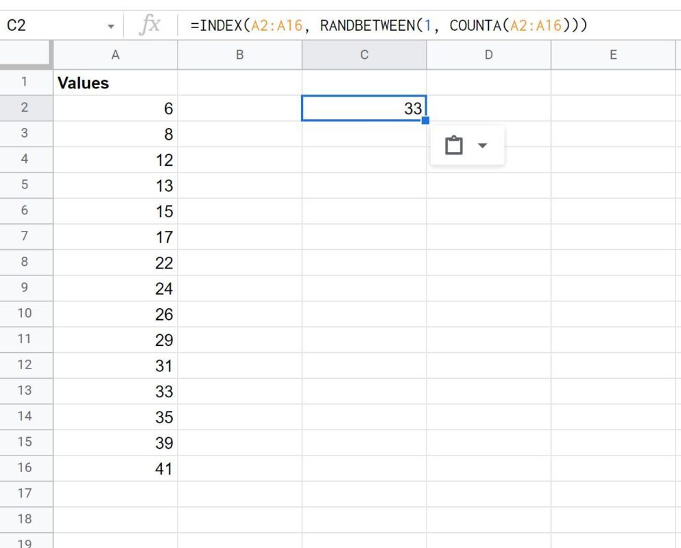 How Can I Select A Random Value From A List Using Google Sheets?