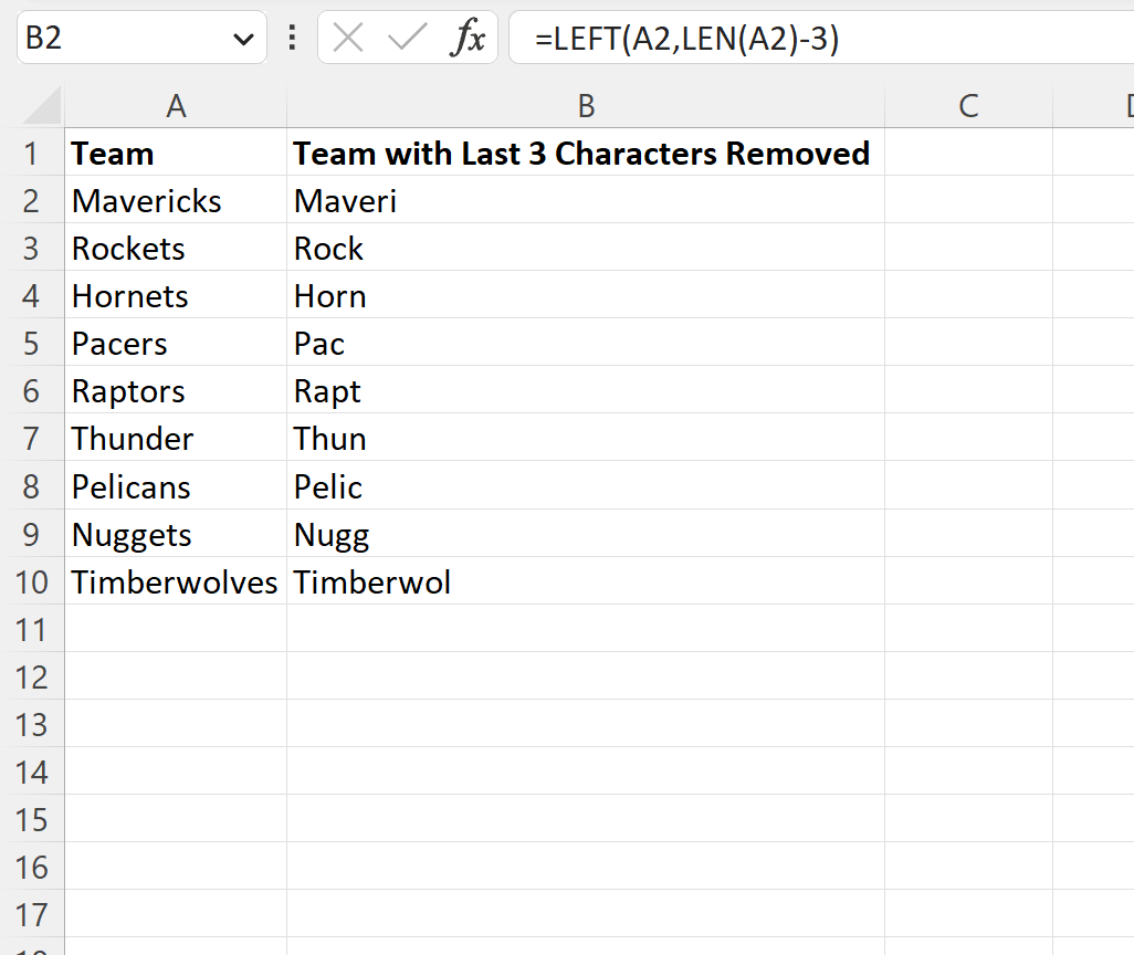 How Can I Remove The Last Three Characters From A String In Excel?