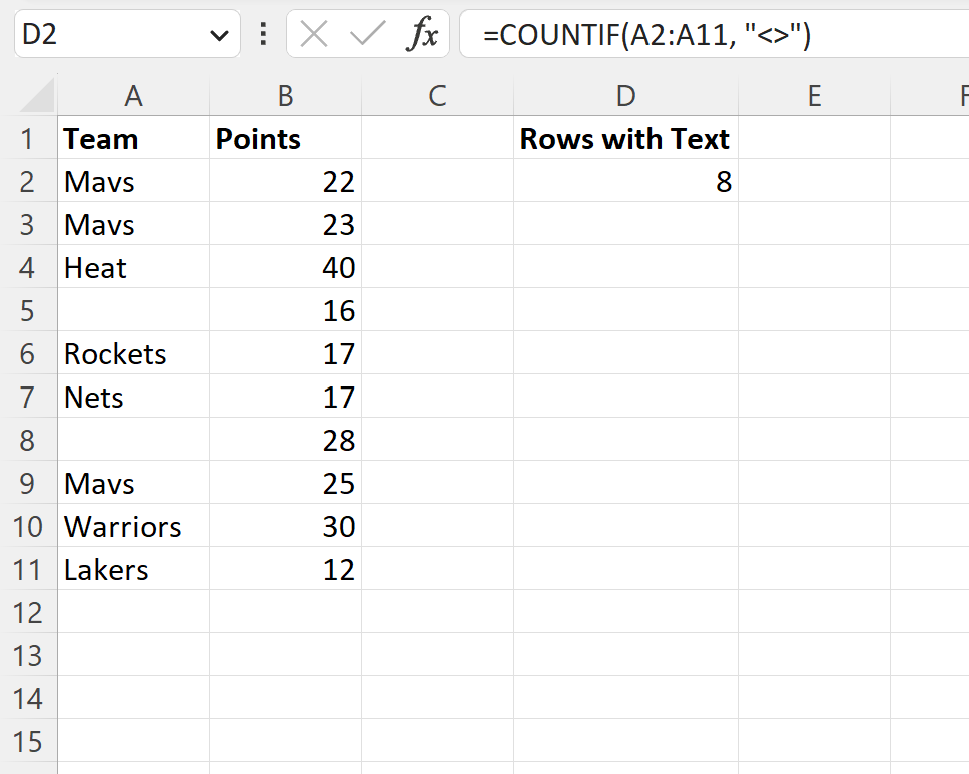 How Can I Count The Number Of Rows With Text In Excel?