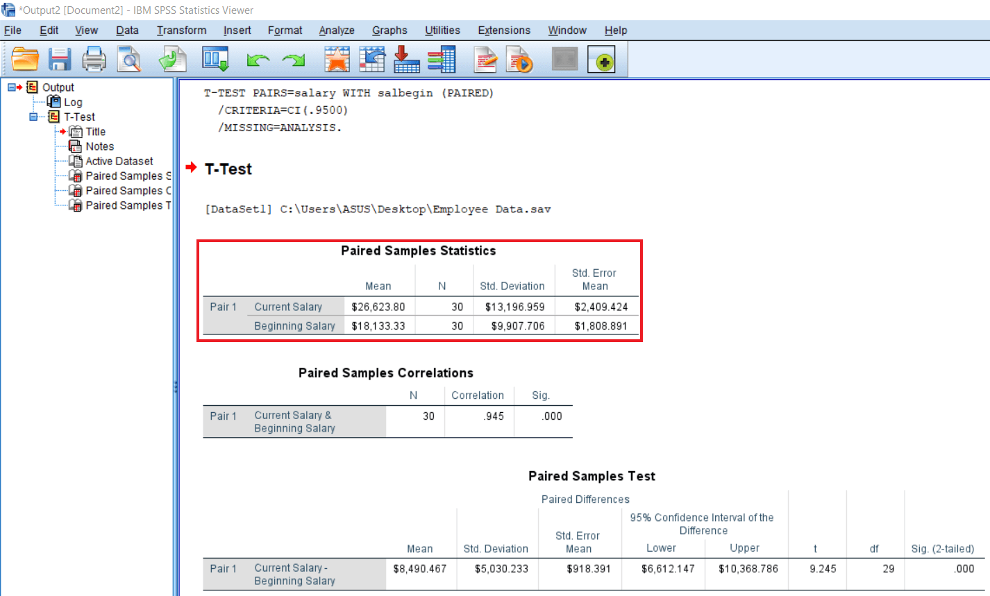 What Is The Output Of A Paired Sample T-test?