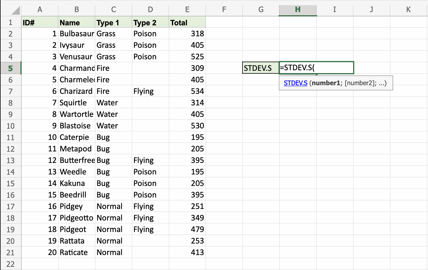 How Do I Use The STDEV.S Function In Excel To Calculate The Standard ...
