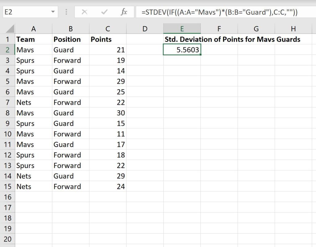 How Do You Perform A Standard Deviation IF Calculation In Excel?