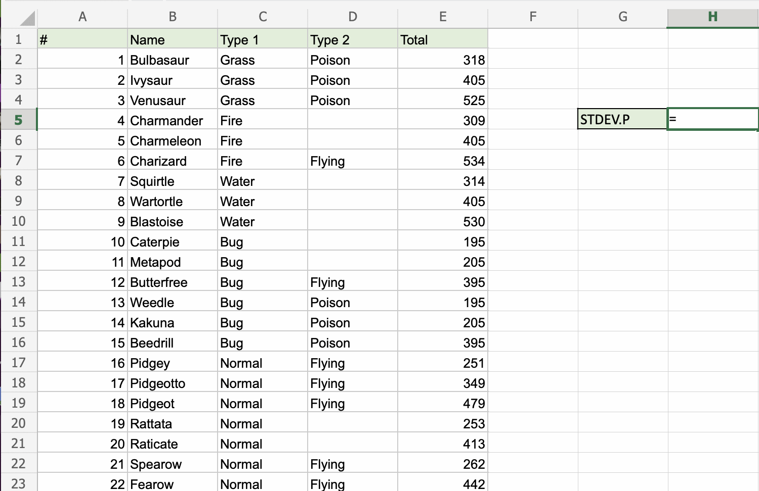 How Do You Use The Excel Stdevp Function