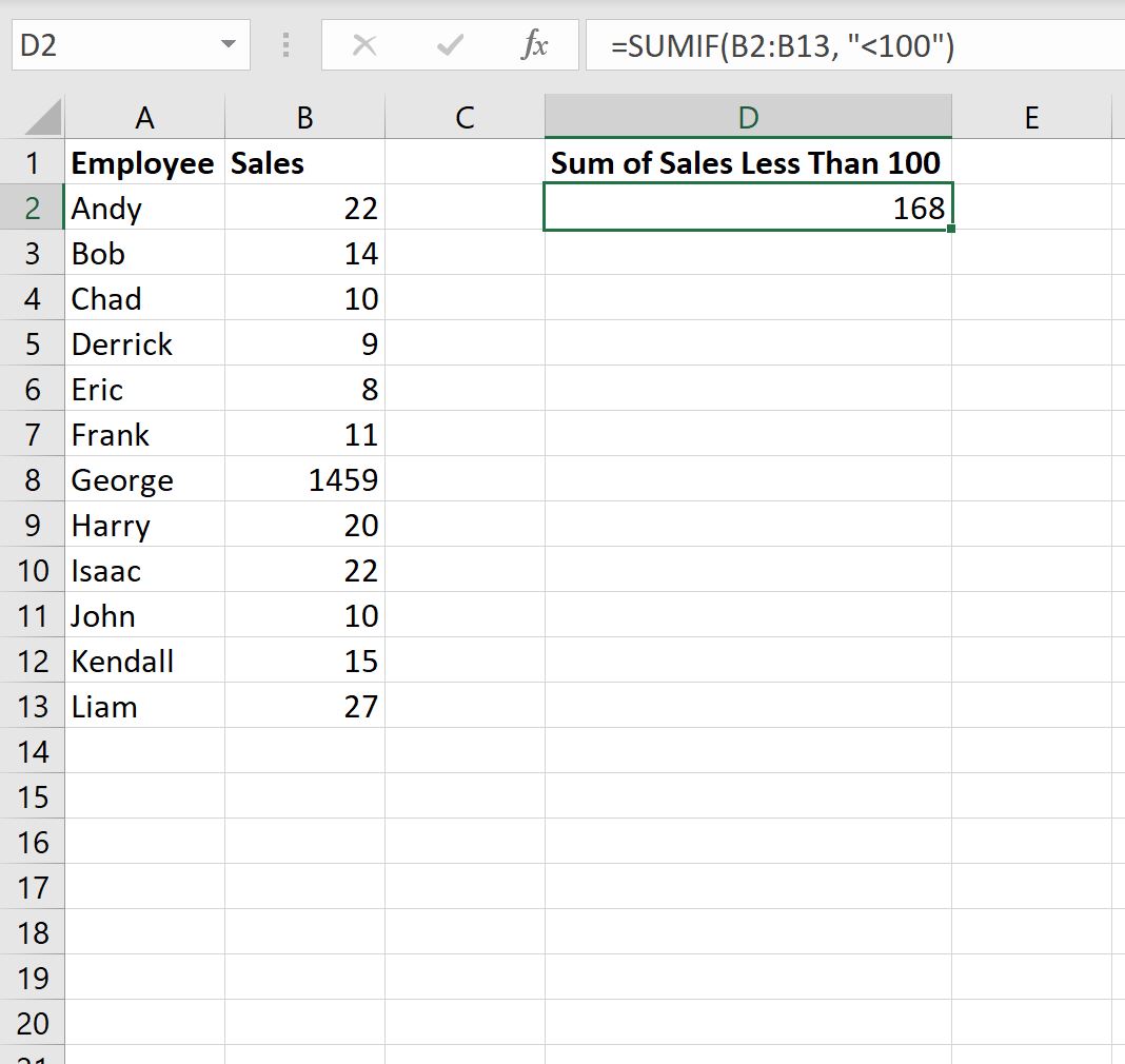 How Can I Use Excel To Create A Formula For Calculating The Sum Of Numbers If They Are Less Than ...
