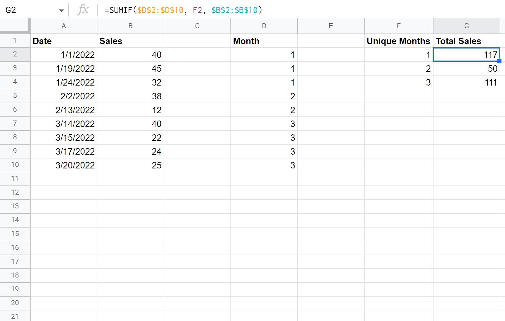 How Can I Create A Formula To Calculate The Sum By Month In Google ...