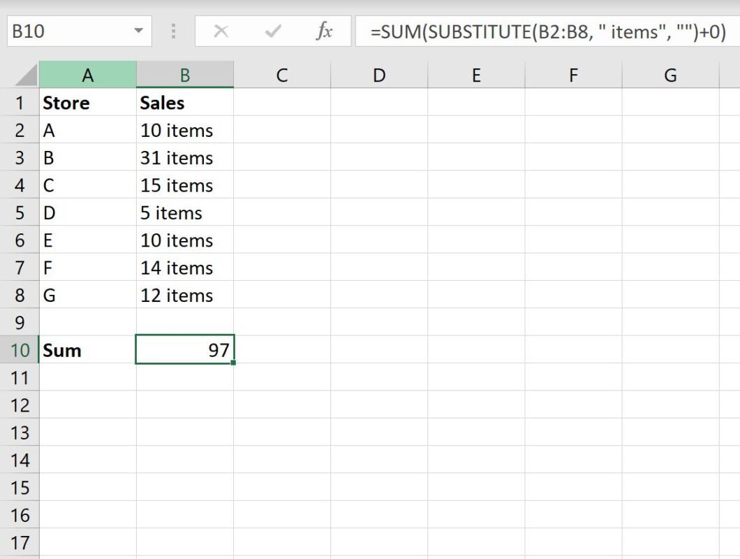 How Can I Sum Cells In Excel That Contain Both Text And Numbers?