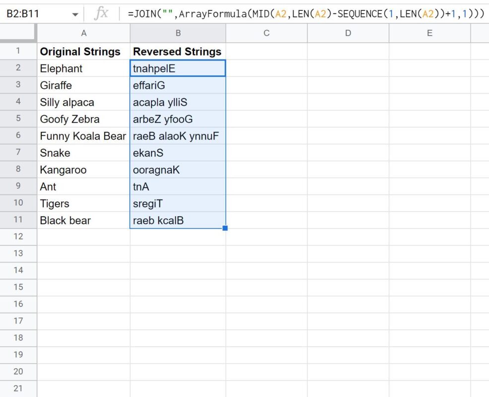 How Can I Reverse A Text String In Google Sheets?