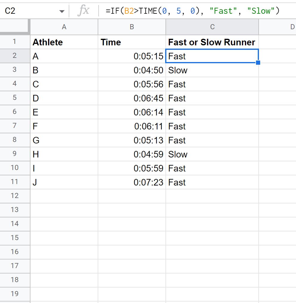 What Is The Formula For "If Time Is Greater Than" In Google Sheets?