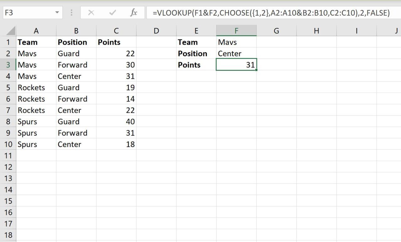 How Do I Perform A VLOOKUP With Two Lookup Values?