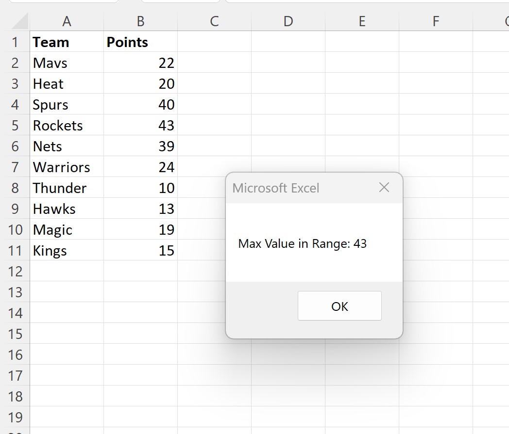 How Can I Use VBA To Find The Maximum Value In A Given Range?