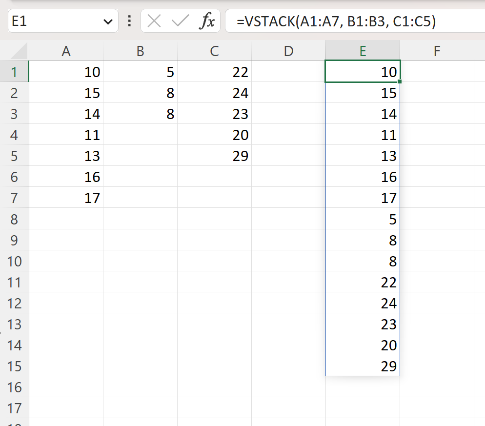 How Can I Stack Multiple Columns Into One Column Using Excel?