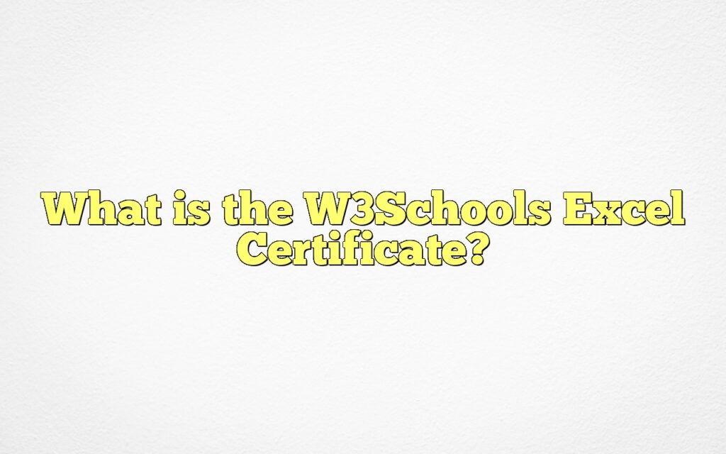 What Is The W3Schools Excel Certificate?