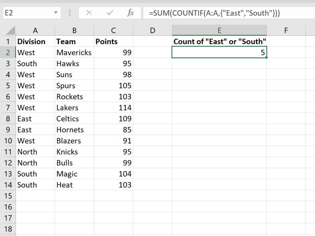 How Can I Use COUNTIF With The OR Function In Excel?