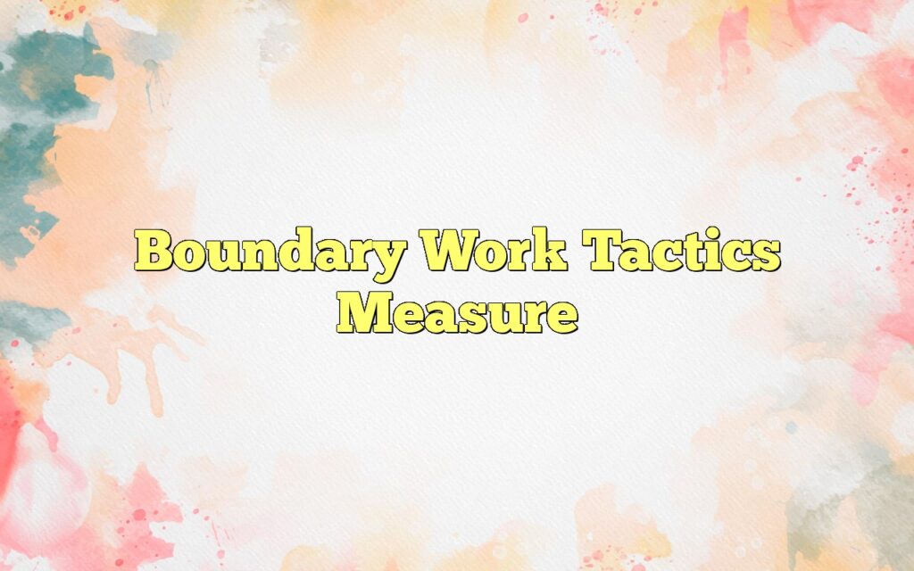 Boundary Work Tactics Measure