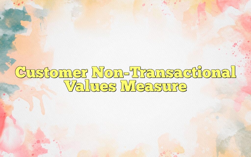 Customer Non-Transactional Values Measure